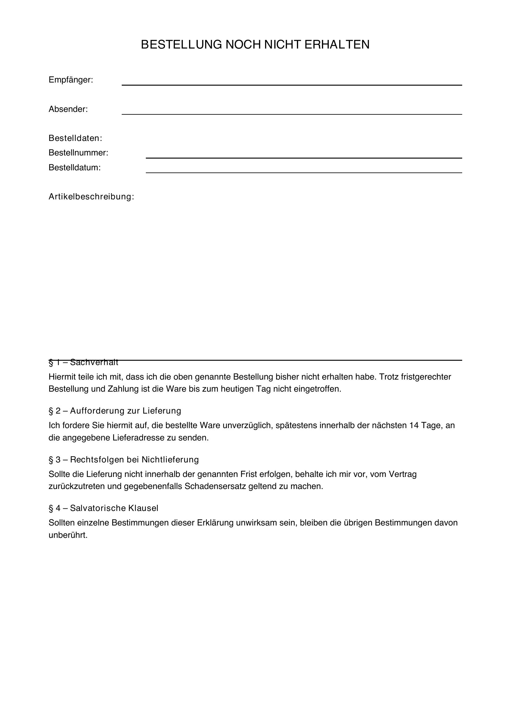 Bestellung Noch Nicht Erhalten Wie E-Mail Schreiben